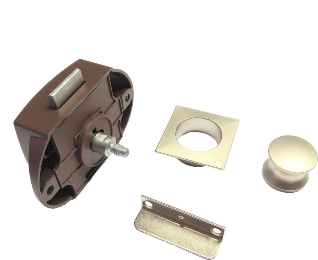 LARGE SQUARE ROSETTE PUSH BUTTON DOOR LOCK SETS : NICKEL - Kamporama